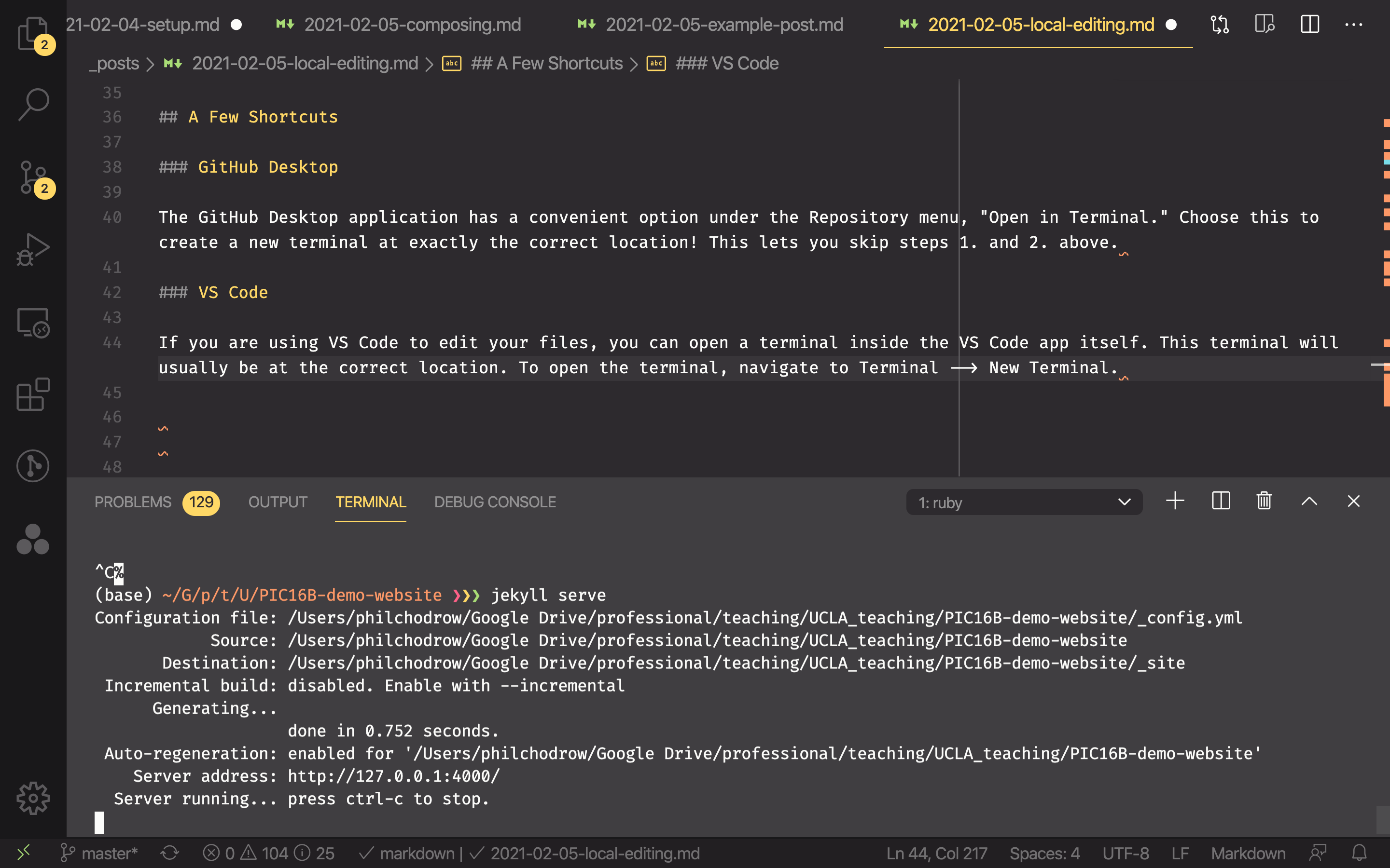 Activity - Getting Started with Jekyll – My Awesome PIC16B Adventure – Penguin Coder